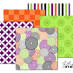 Mod Halloween-digital Scrapbook Papers-commercial Use-geometric ...