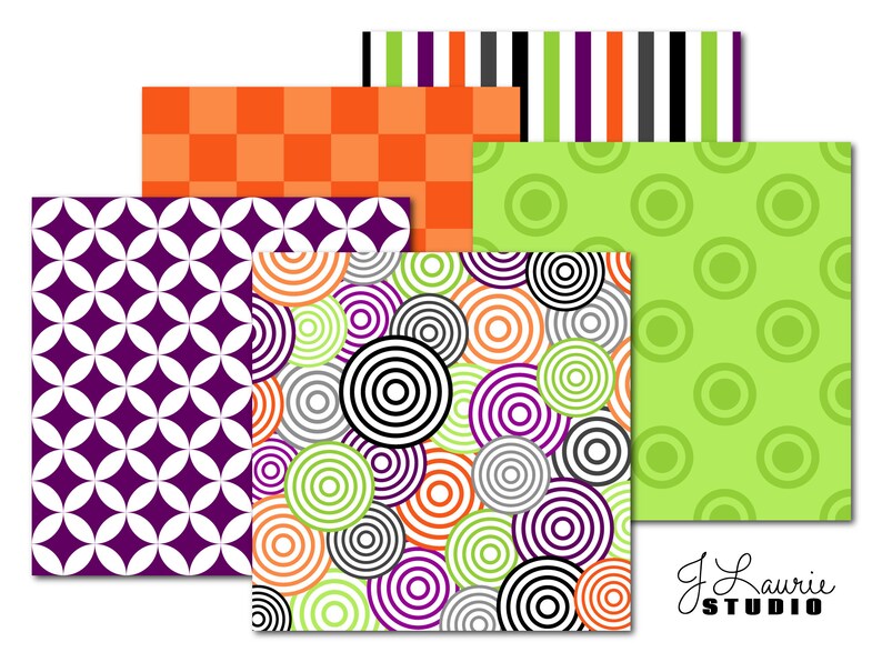 Mod Halloween-digital Scrapbook Papers-commercial - Etsy
