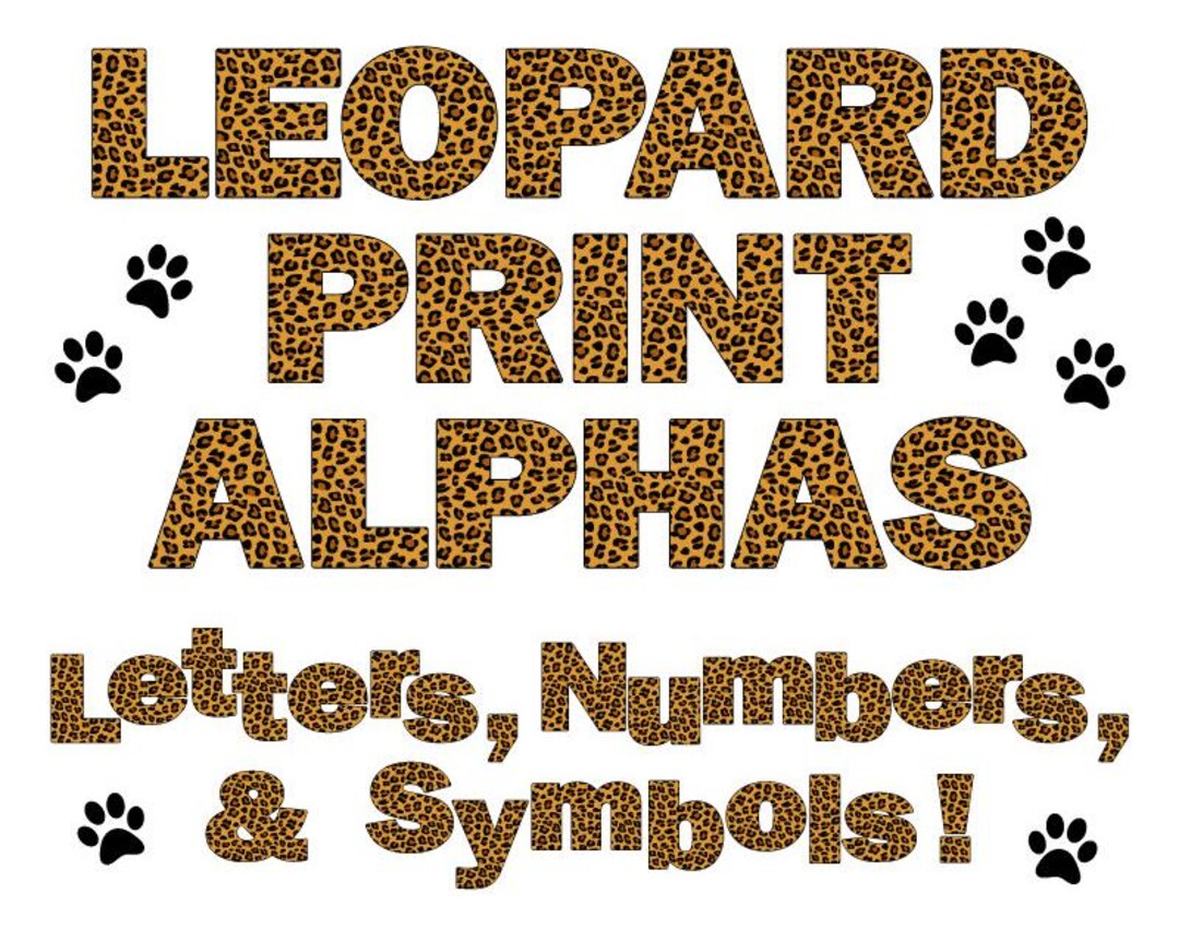 Leopard Print Digital Alphabet Letters Clipart-animal Print-numbers ...