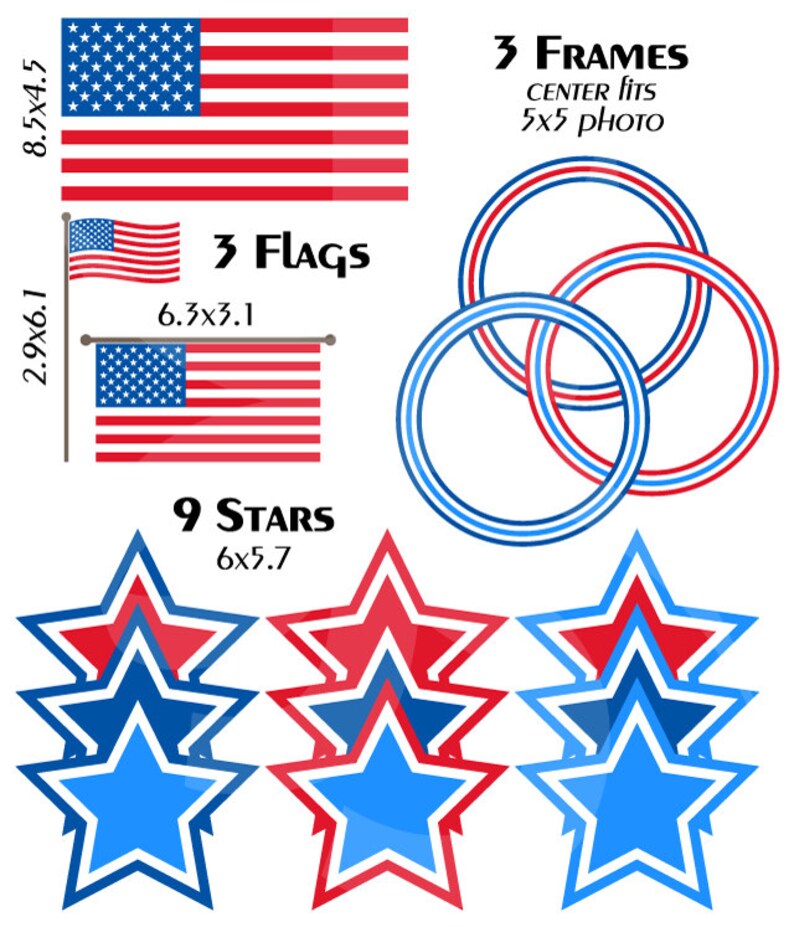Digital Clipart & Papers-star Spangled Set-scrapbooking Kit-4th of July ...