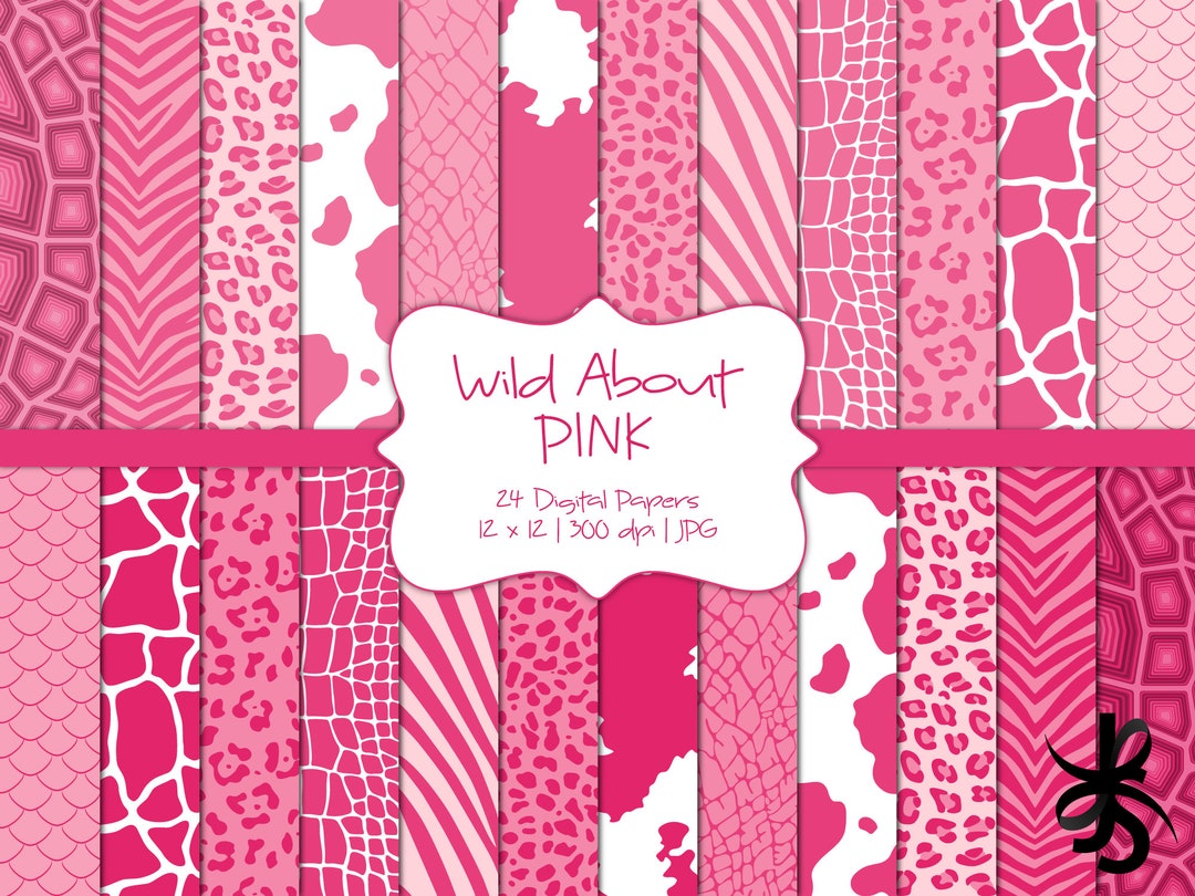 Pink Animal Print-digital Scrapbook Papers-commercial Use-leopard ...