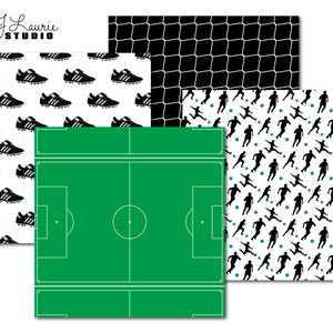 Soccer-digital Scrapbook Papers-commercial Use-net-ball-football-field ...