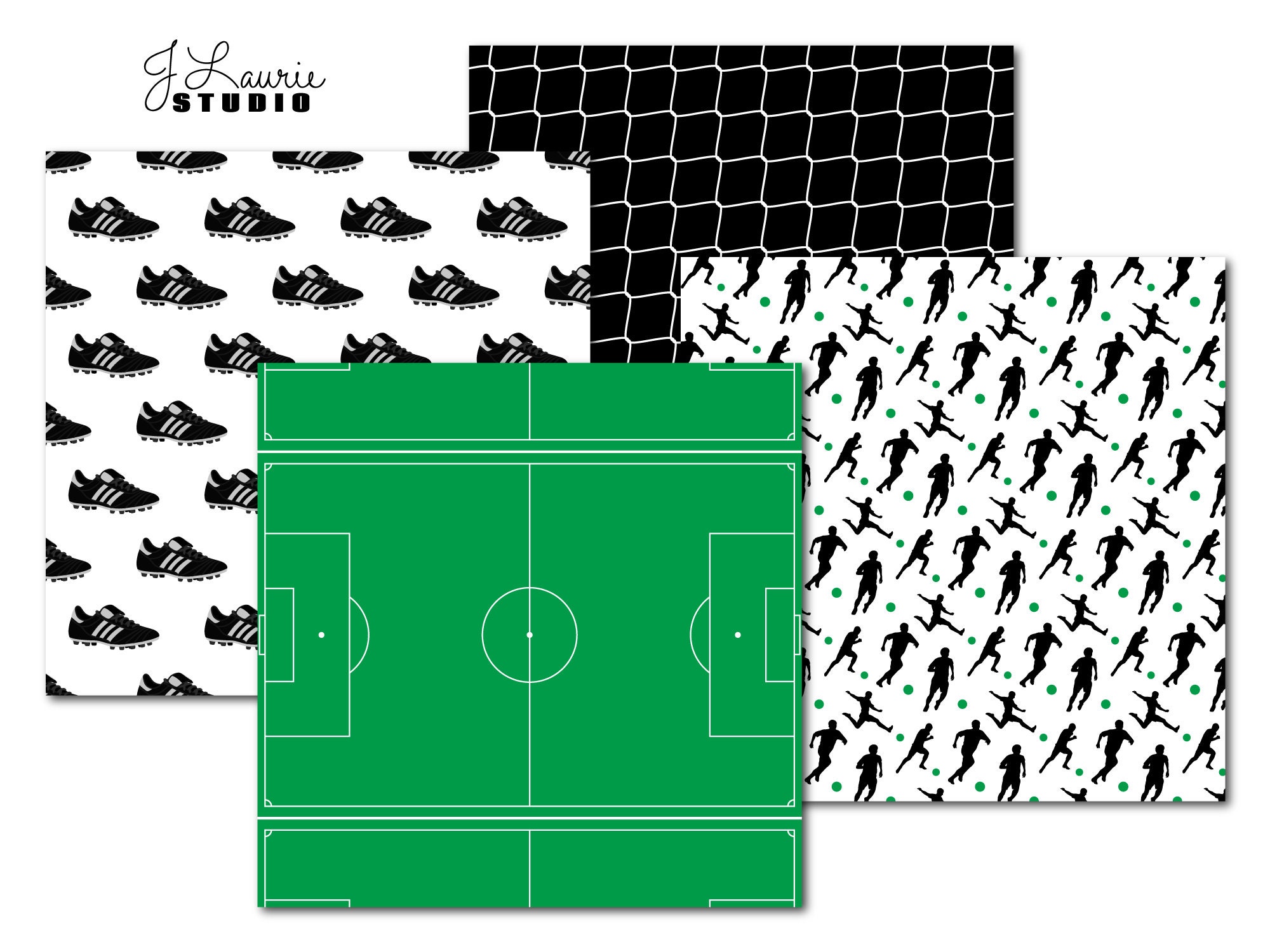 Soccer-digital Scrapbook Papers-commercial | Etsy