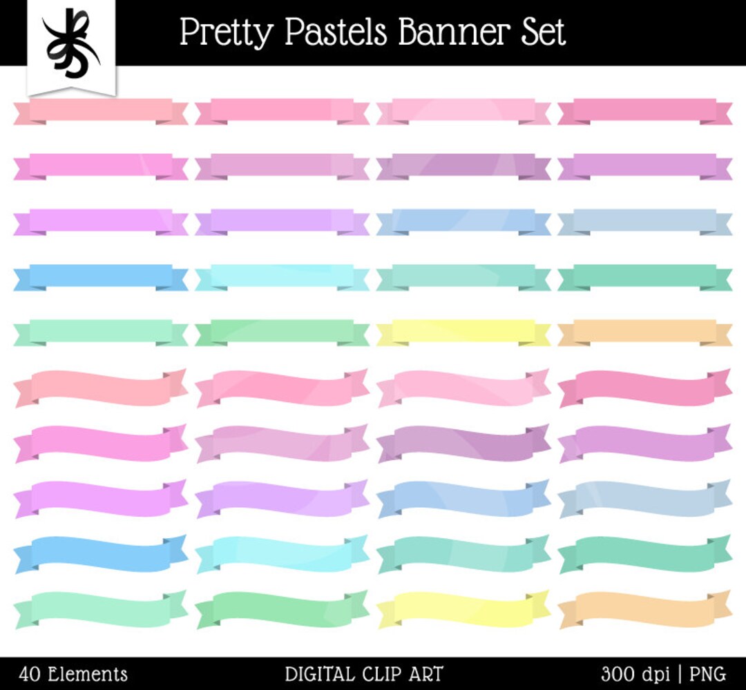 Digital Clipart Banners-pretty Pastels Banners-pastel Clipart-baby-web ...
