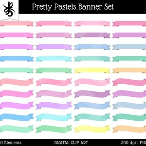 Digital Clipart Banners-pretty Pastels Banners-pastel Clipart-baby-web ...