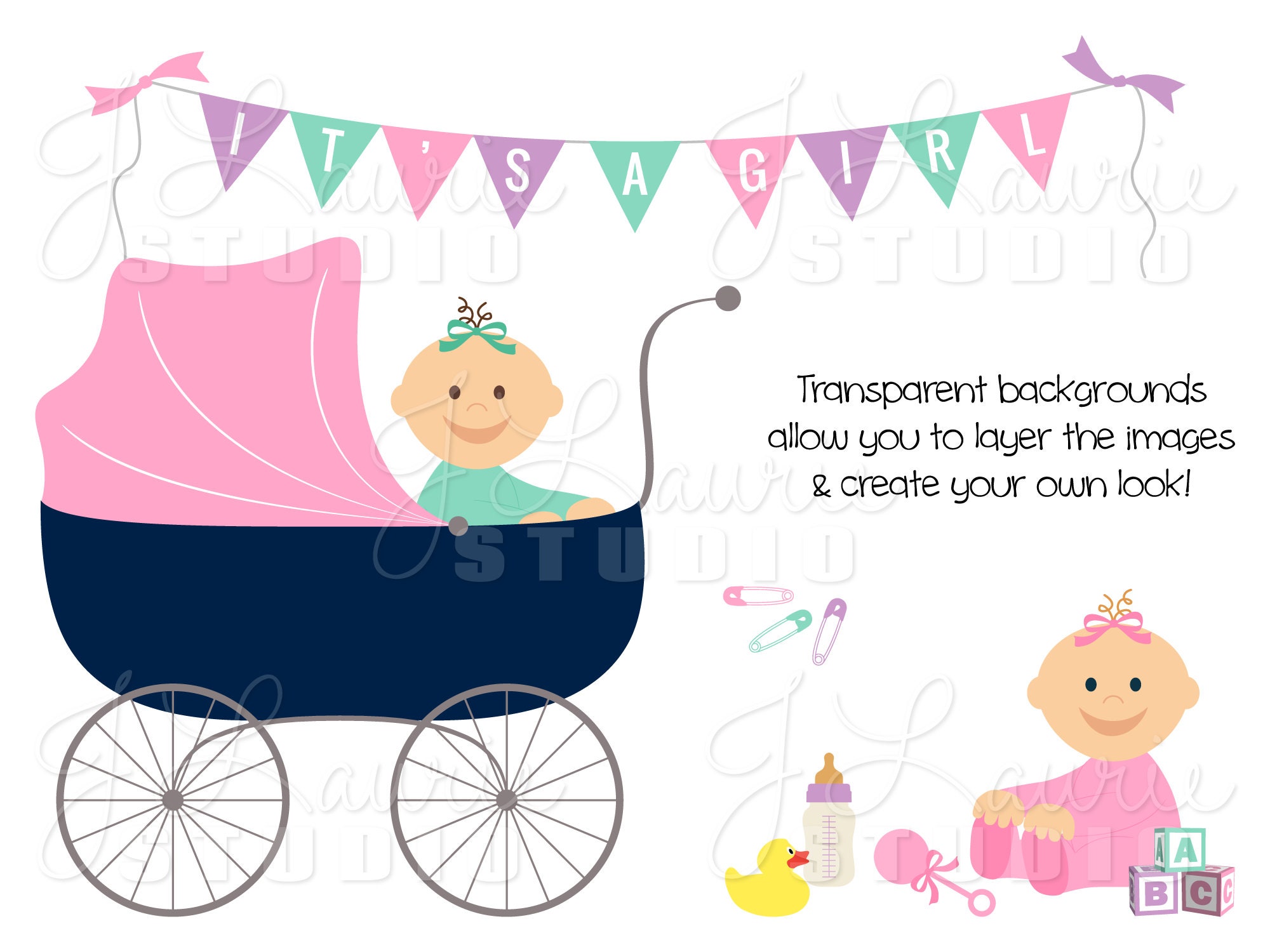Baby Girl-digital Clipart-commercial Use-scrapbook - Etsy