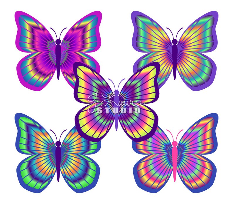 Digital Clipart Butterflies-tie-dye Butterflies-tie-dyed Clip - Etsy