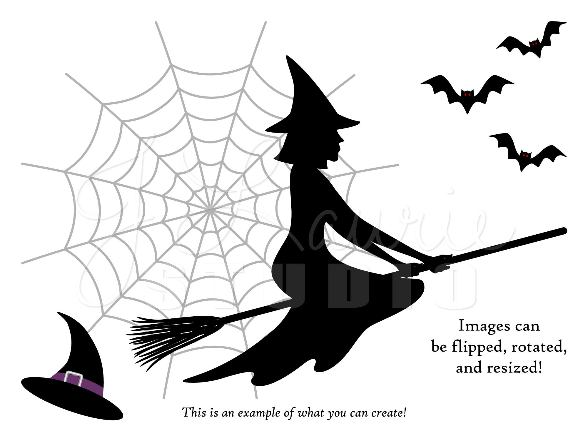 Halloween Clip Art-digital Clipart-commercial Use-witch-bat-jack O ...