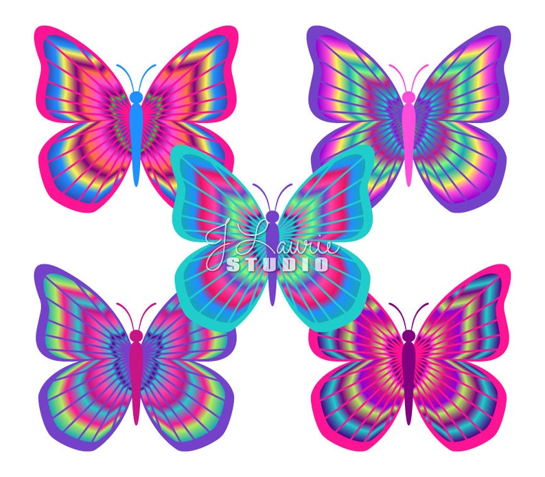 Digital Clipart Butterflies-tie-dye Butterflies-tie-dyed Clip - Etsy