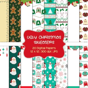 Ugly Christmas Sweaters-digital Scrapbook Papers-commercial Use-holiday ...