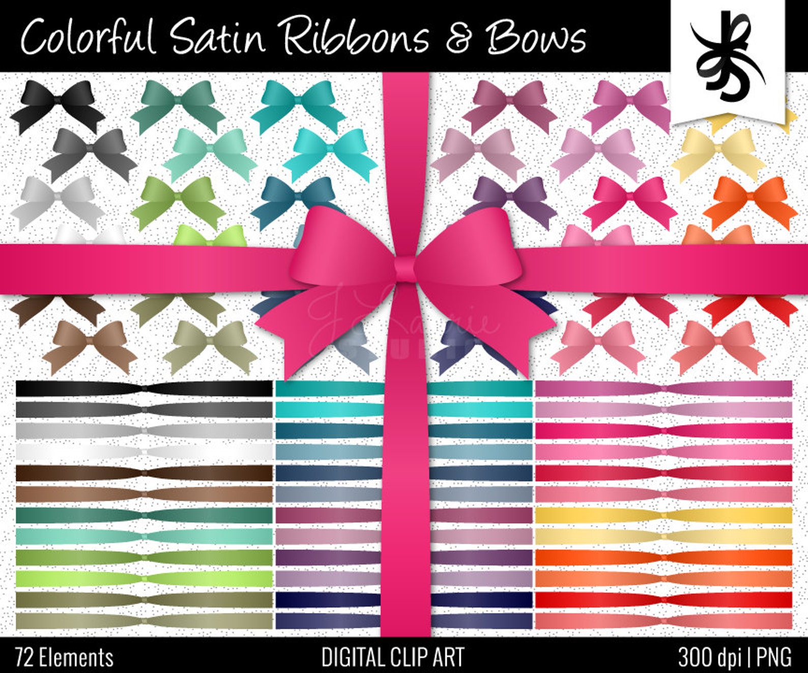 Digital Clipart-colorful Satin Ribbons and Bows-clipart - Etsy