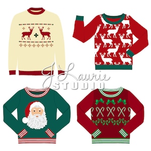 Ugly Christmas Sweater Clipart-commercial Use-digital Clip Art Clothes ...