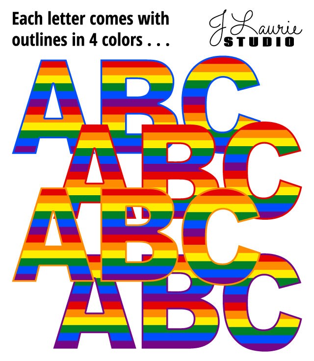 Digital Alphabet Letters Clipart-rainbow Party - Etsy