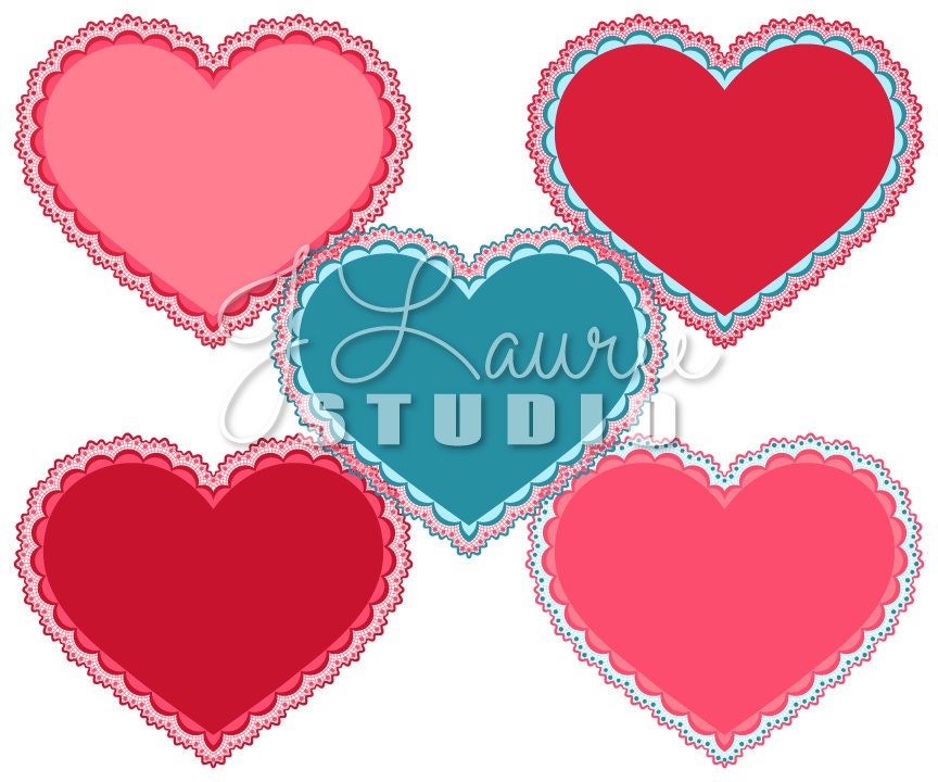 Digital Clipart Hearts-valentine Lace Hearts-valentines Clipart-red ...