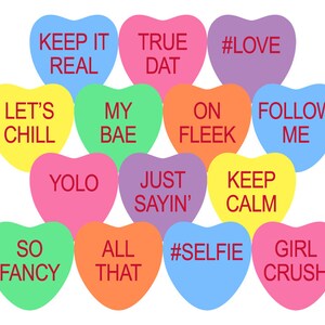 Digital Clipart Hearts-trendy Valentine Convo Hearts-social Media-slang ...
