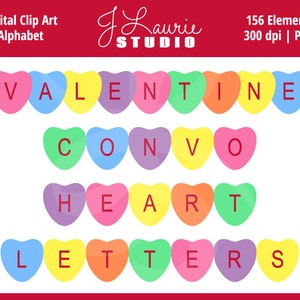 Digital Clipart Heart Letters-valentine Convo Hearts-conversation ...