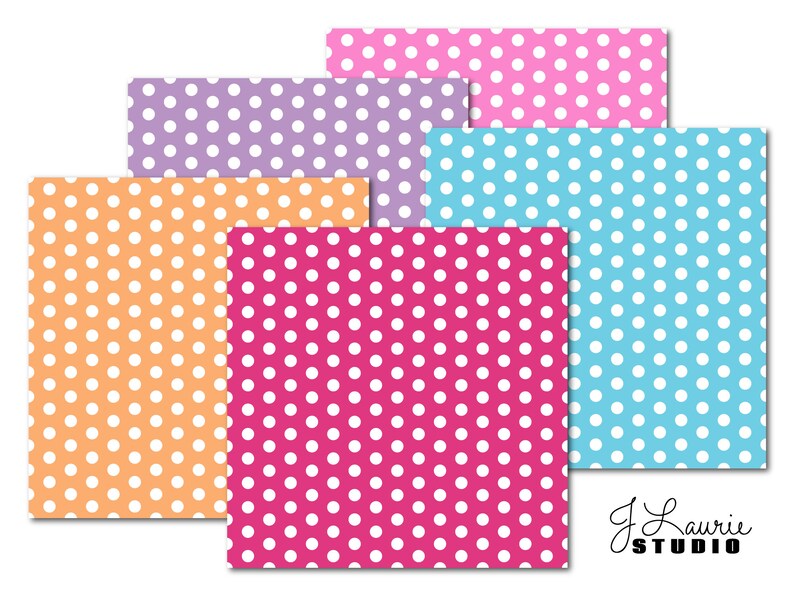 Polka Dots-springtime-digital Scrapbook Papers-commercial - Etsy