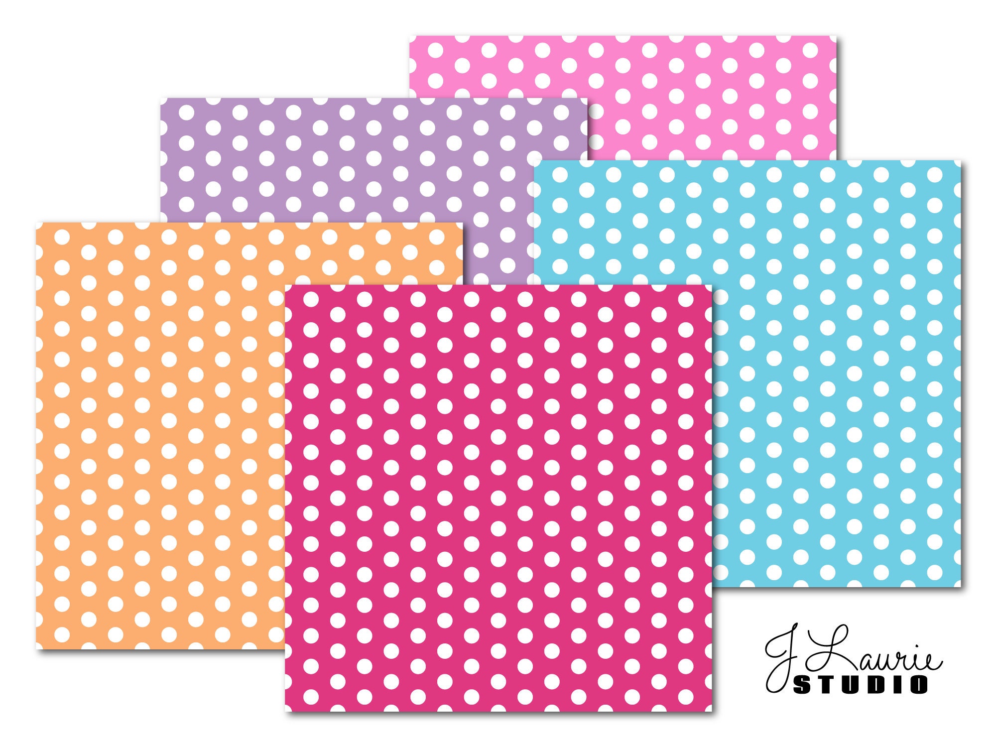 Polka Dots-springtime-digital Scrapbook Papers-commercial | Etsy