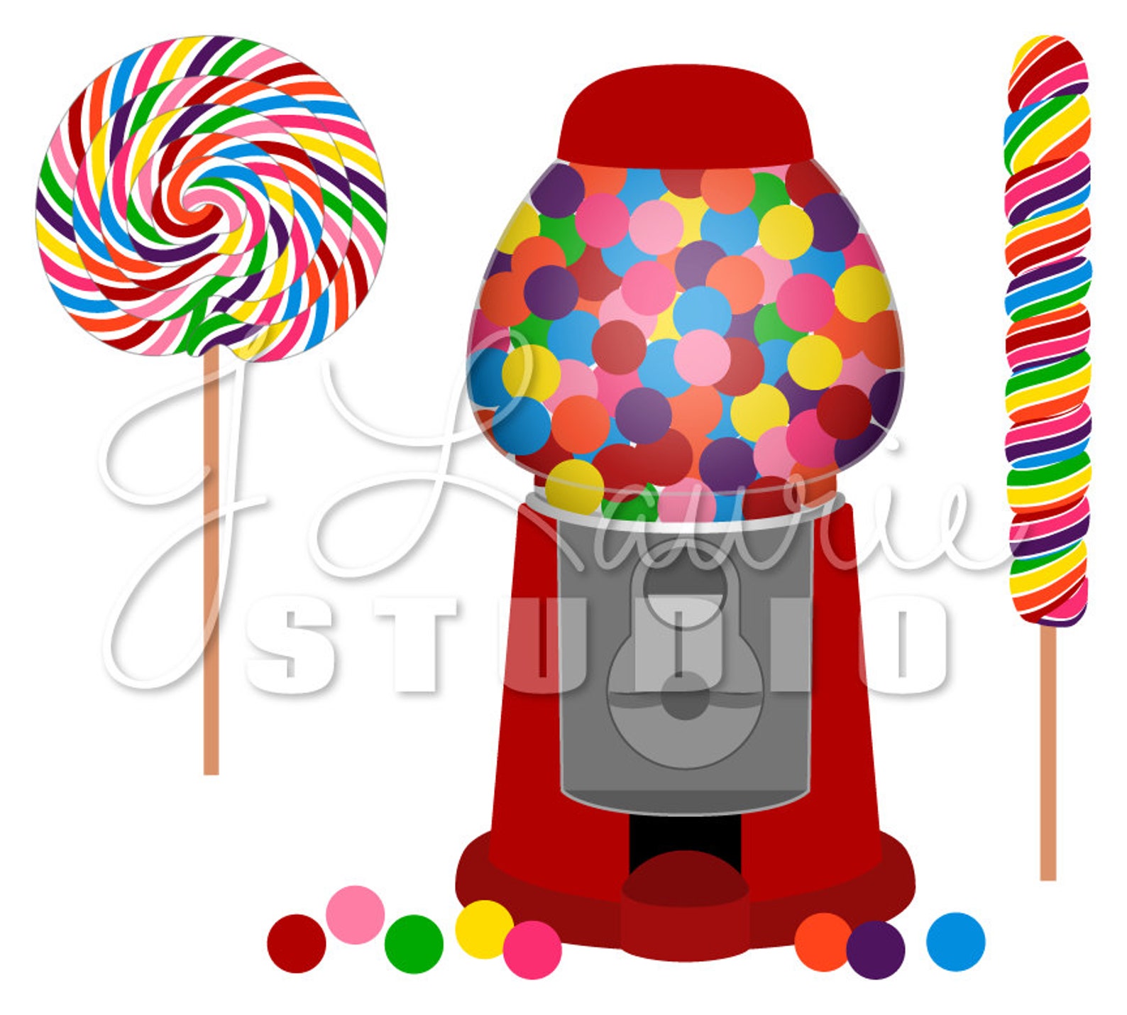 Candy Digital Clipart-candy Shop-sweet Shop-gumball Machine-candy Cane ...