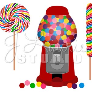 Candy Digital Clipart-candy Shop-sweet Shop-gumball Machine-candy Cane ...