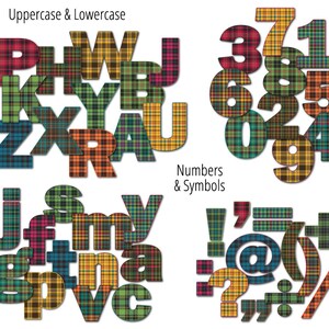 Digital Alphabet Letters Clipart-fall Plaid-plaid Alphas-numbers ...