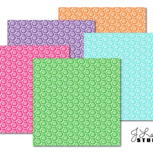 Swirls-springtime-digital Scrapbook Papers-commercial Use-geometric ...