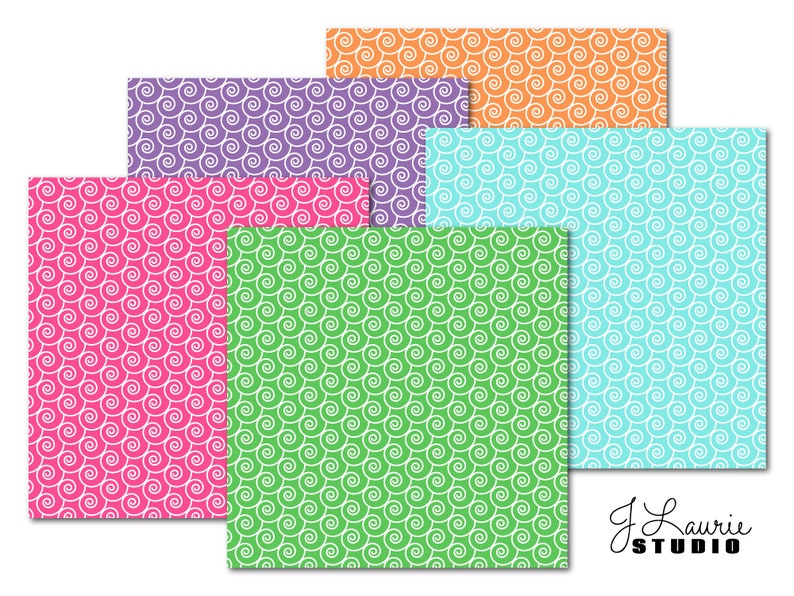 Swirls-springtime-digital Scrapbook Papers-commercial | Etsy