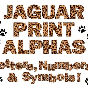 Jaguar Print Digital Alphabet Letters Clipart-animal Print-numbers ...