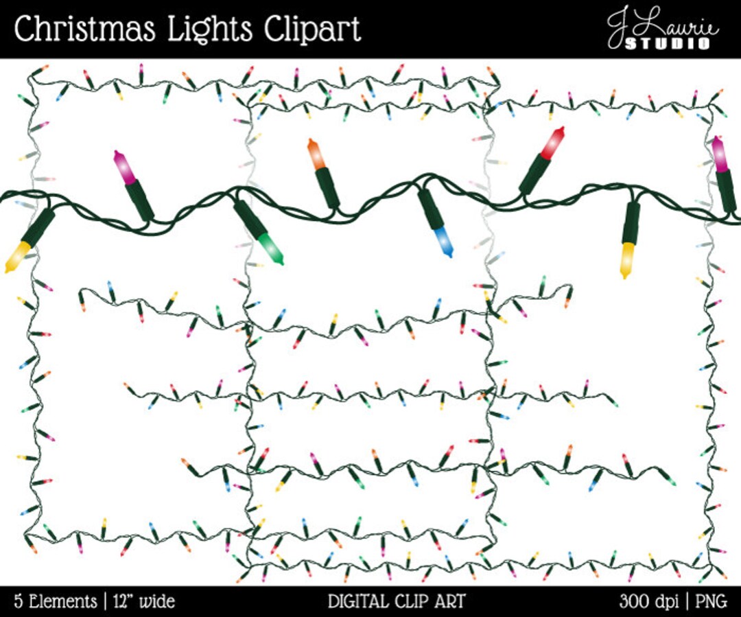Digital Clipart-christmas Lights-holiday Borders-tree-christmas Clipart ...