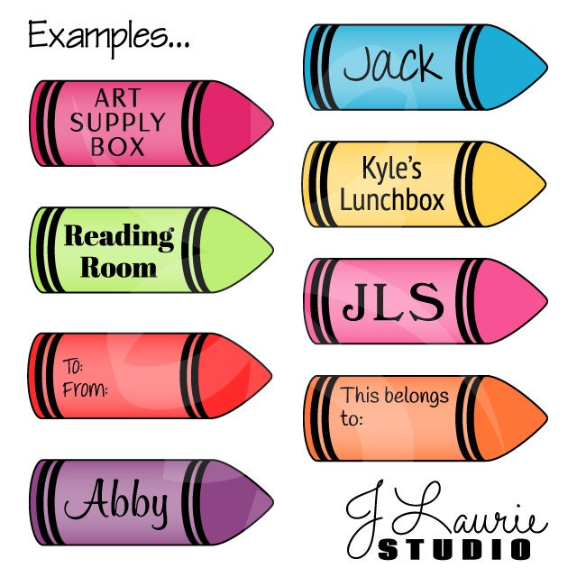 Digital Clipart Colorful Crayon Labels-printable-crayola Colors-instant ...