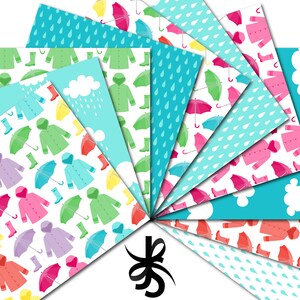 Rainy Day-digital Scrapbook Papers-commercial Use-rain-weather-spring ...