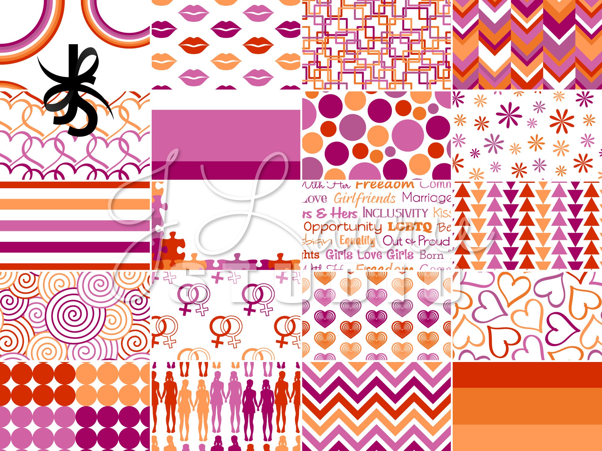 Lesbian Pride-digital Scrapbook Papers-commercial Use-pride - Etsy