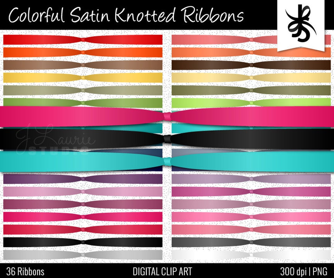 Digital Clipart-colorful Satin Knotted Ribbons-satin Ribbon-digital ...