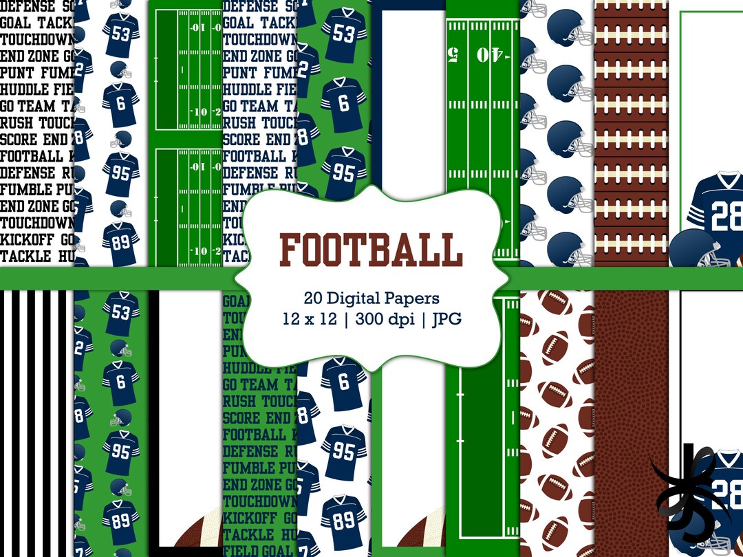 Football-digital Scrapbook Papers-commercial Use-school Team-touchdown ...