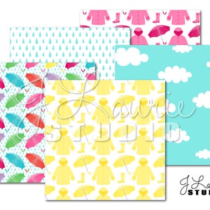 Rainy Day-digital Scrapbook Papers-commercial Use-rain-weather-spring ...