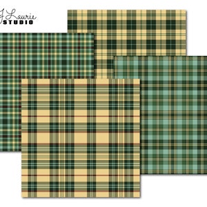 Rustic Christmas Plaid-digital Scrapbook Papers-commercial Use-holiday ...