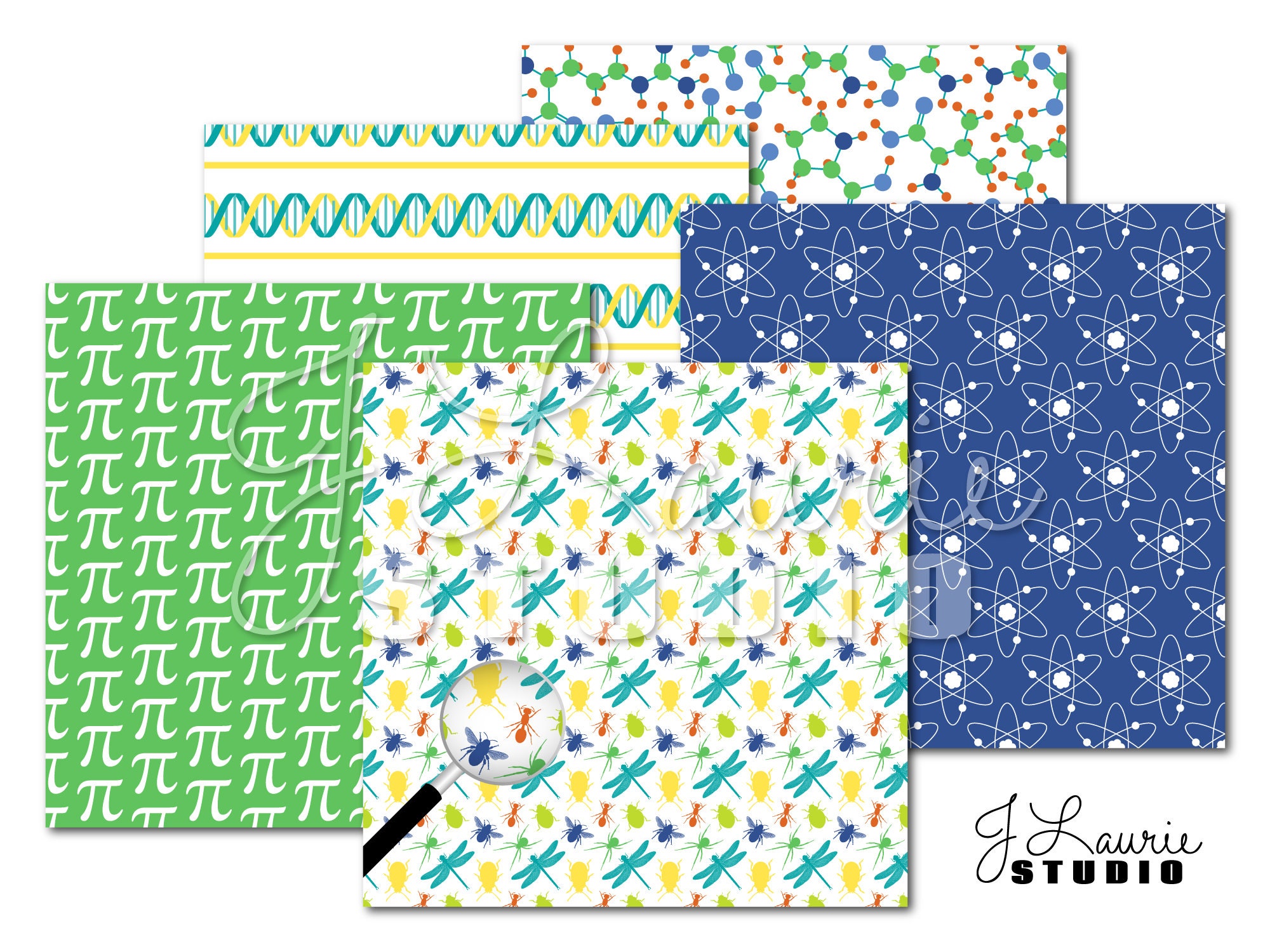 Science Fun-digital Scrapbook Papers-commercial - Etsy