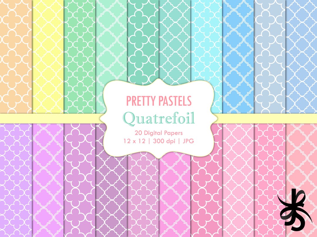 Pastel Quatrefoil-digital Scrapbook Papers-commercial Use-baby Shower ...