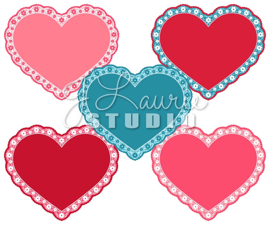 Digital Clipart Hearts-valentine Lace Hearts-valentines | Etsy