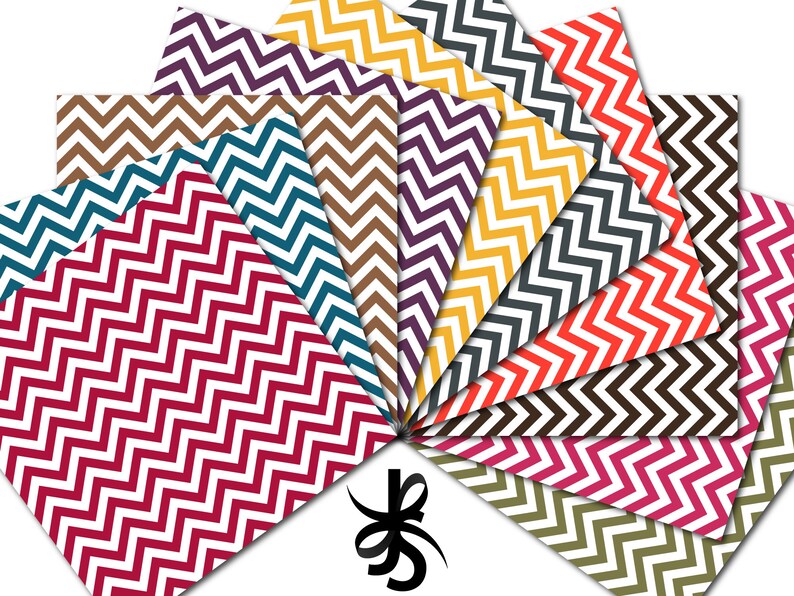 Chevron-fall Colors-digital Scrapbook Papers-commercial - Etsy