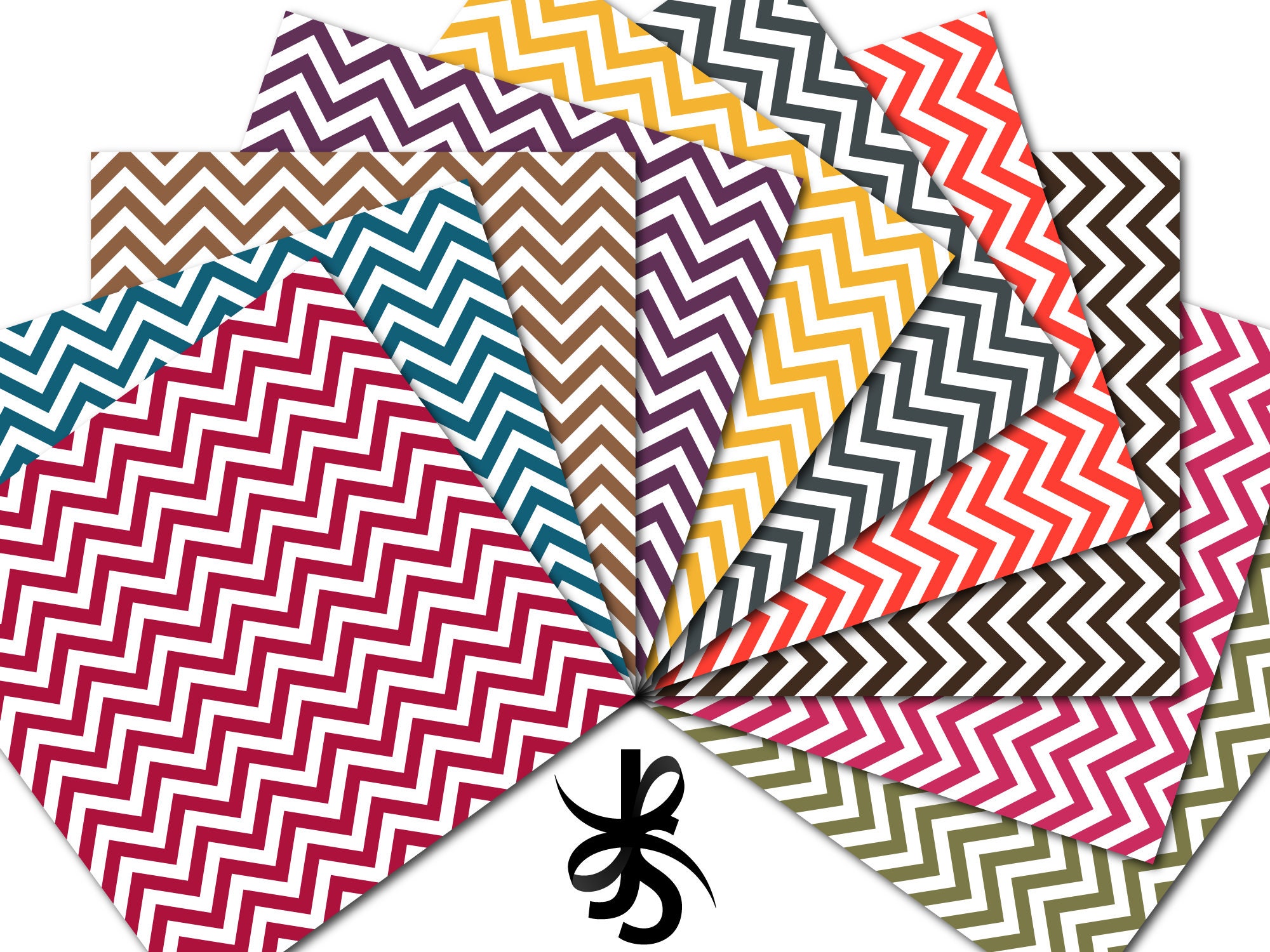 Chevron-fall Colors-digital Scrapbook Papers-commercial Use-geometric ...
