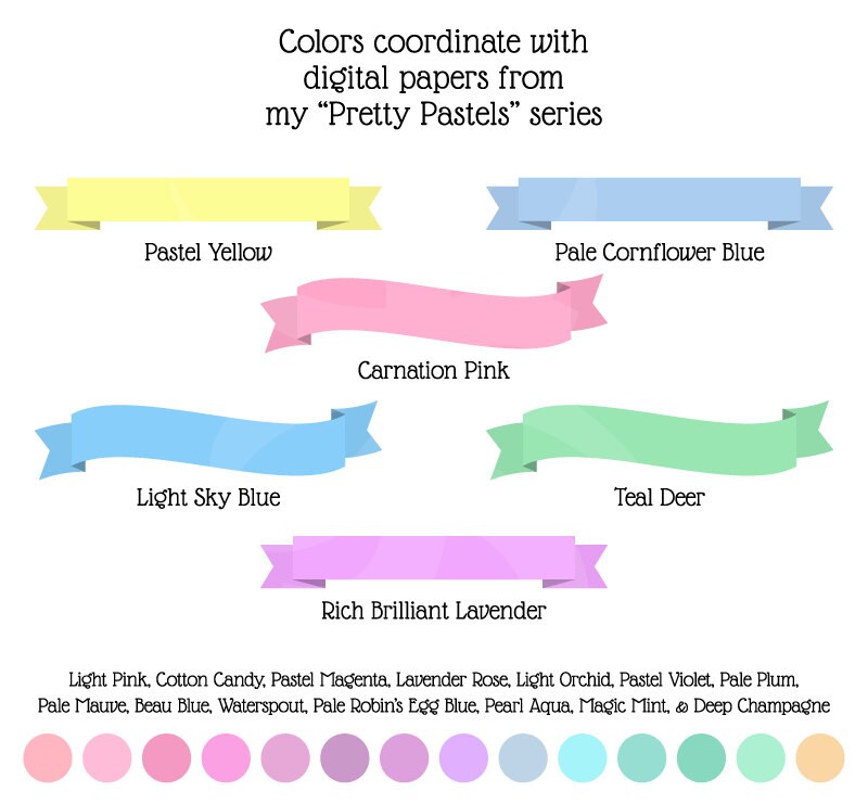 Digital Clipart Banners-pretty Pastels Banners-pastel - Etsy