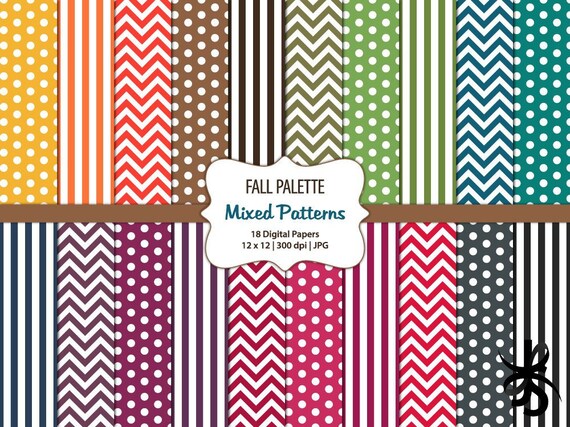 Mixed Patterns-Fall Colors-Digital Scrapbook Papers-Commercial | Etsy