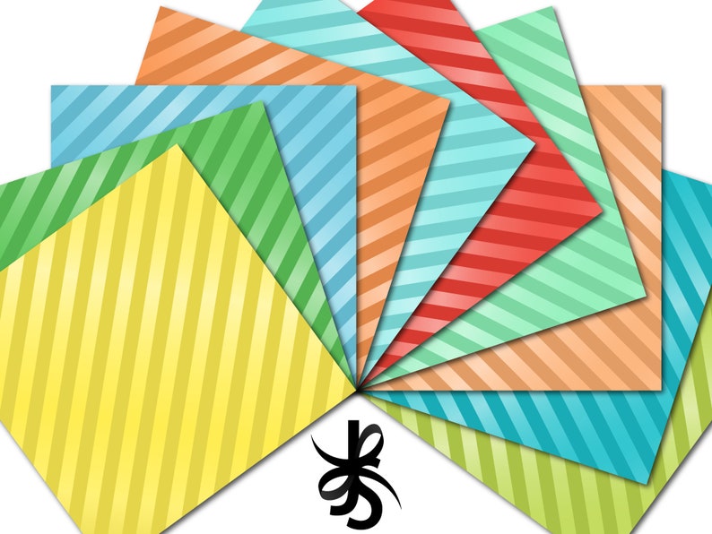 Gradient 2 Tone Diagonal Stripes-springtime-digital Scrapbook - Etsy