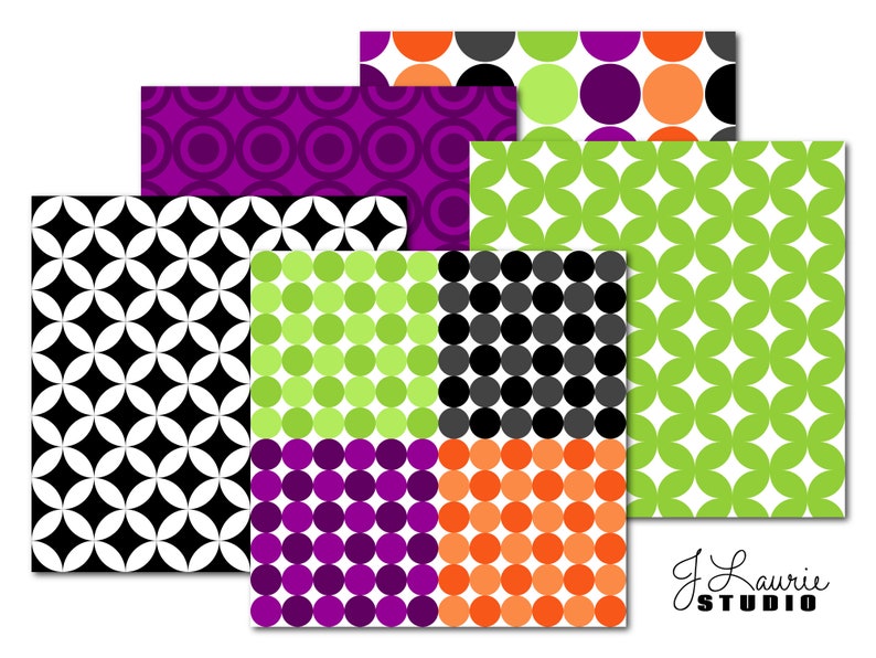 Mod Halloween-digital Scrapbook Papers-commercial Use-geometric ...