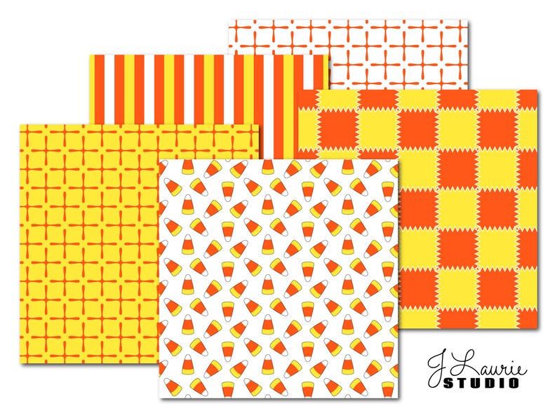 Candy Corn-halloween Digital Scrapbook Papers-commercial - Etsy