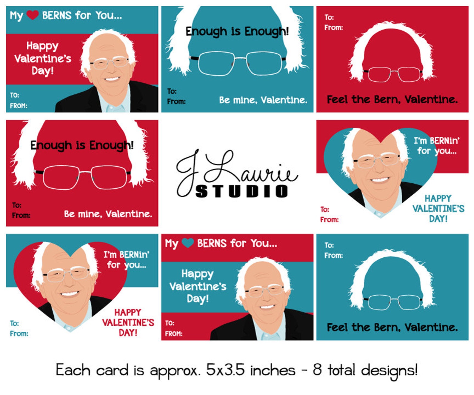 Digital Clipart-bernie Sanders Valentines-printable Valentine Cards ...