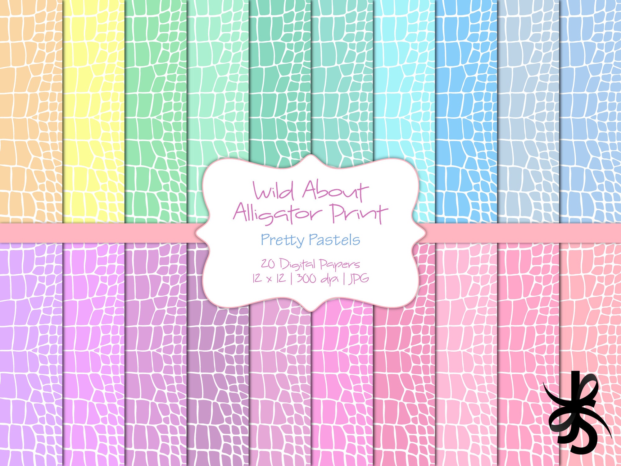 Pastel Alligator Print-Digital Scrapbook Papers-Commercial Use-Animal ...