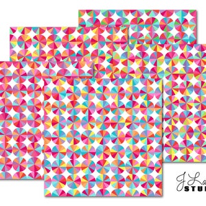 Multicolored Abstract Pinwheels-springtime-digital Scrapbook Papers ...