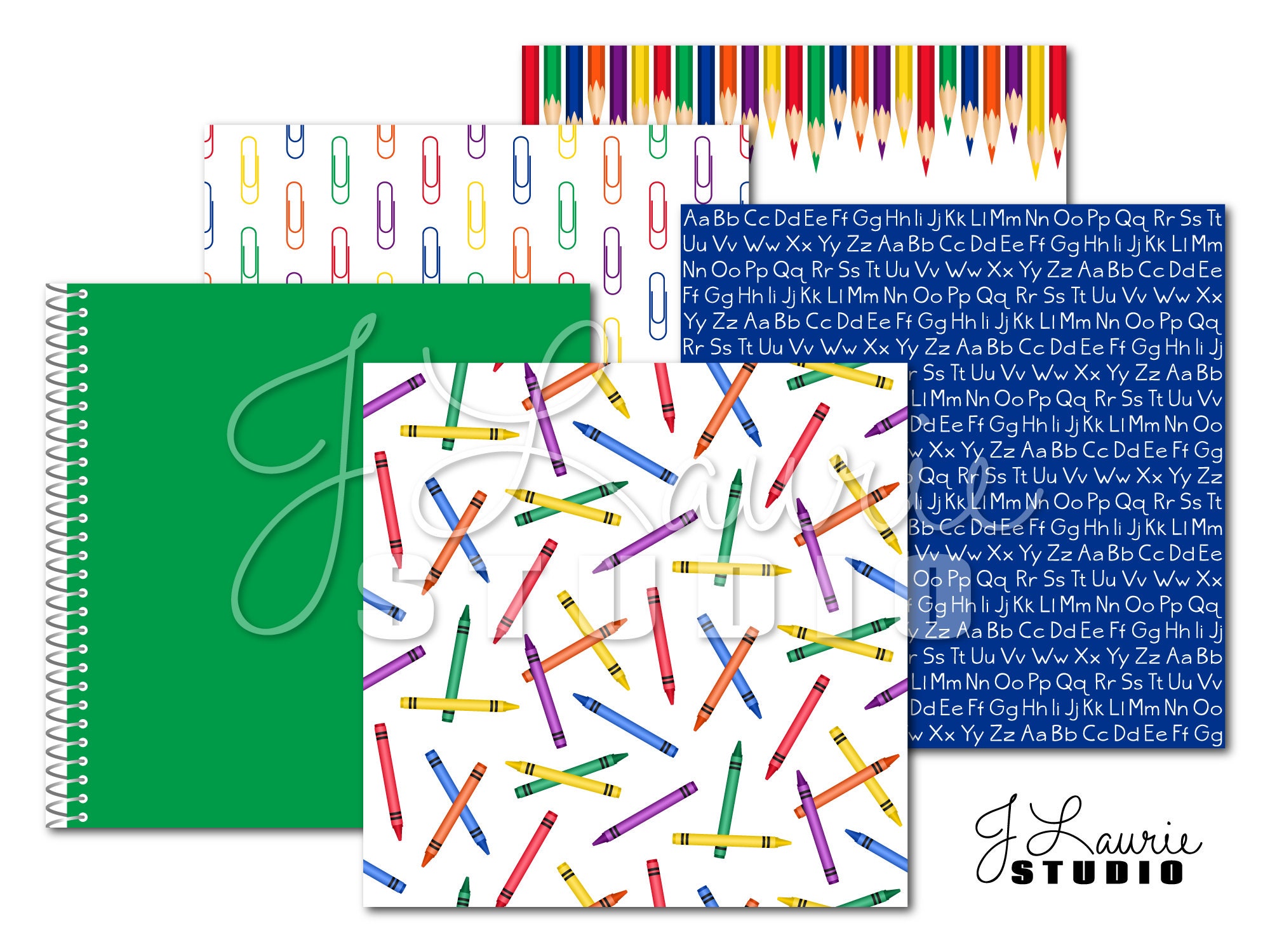Back to School-digital Scrapbook Papers-commercial - Etsy